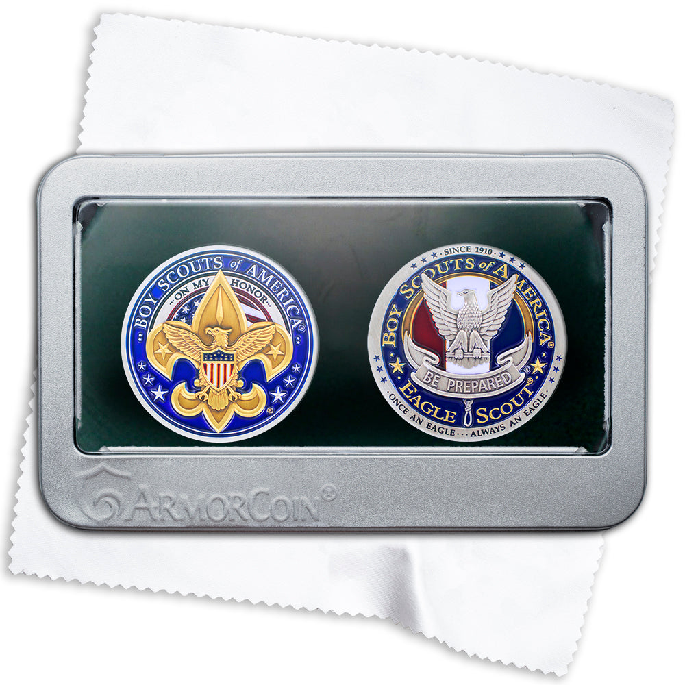 Eagle Scout Medallion AND Boy Scout Medallion in Deluxe Display Tin Box ...
