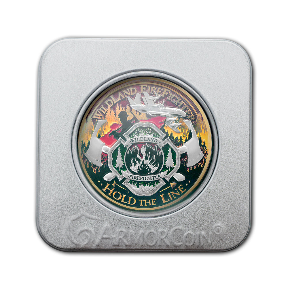 Wildland Fire Fighter Forever Challenge Coin with Deluxe Display Tin B ...